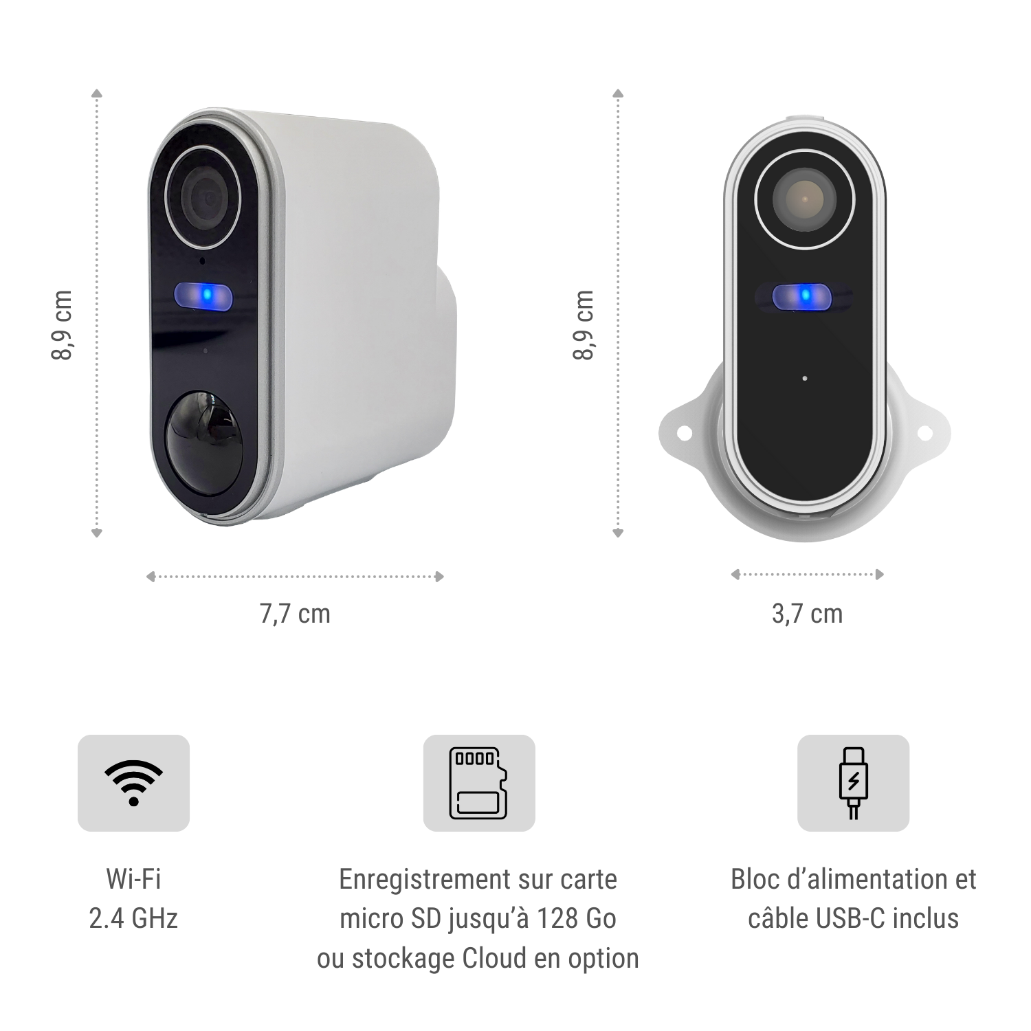 Camini Air 2S Caméra extérieur Full HD sur batterie - Konyks