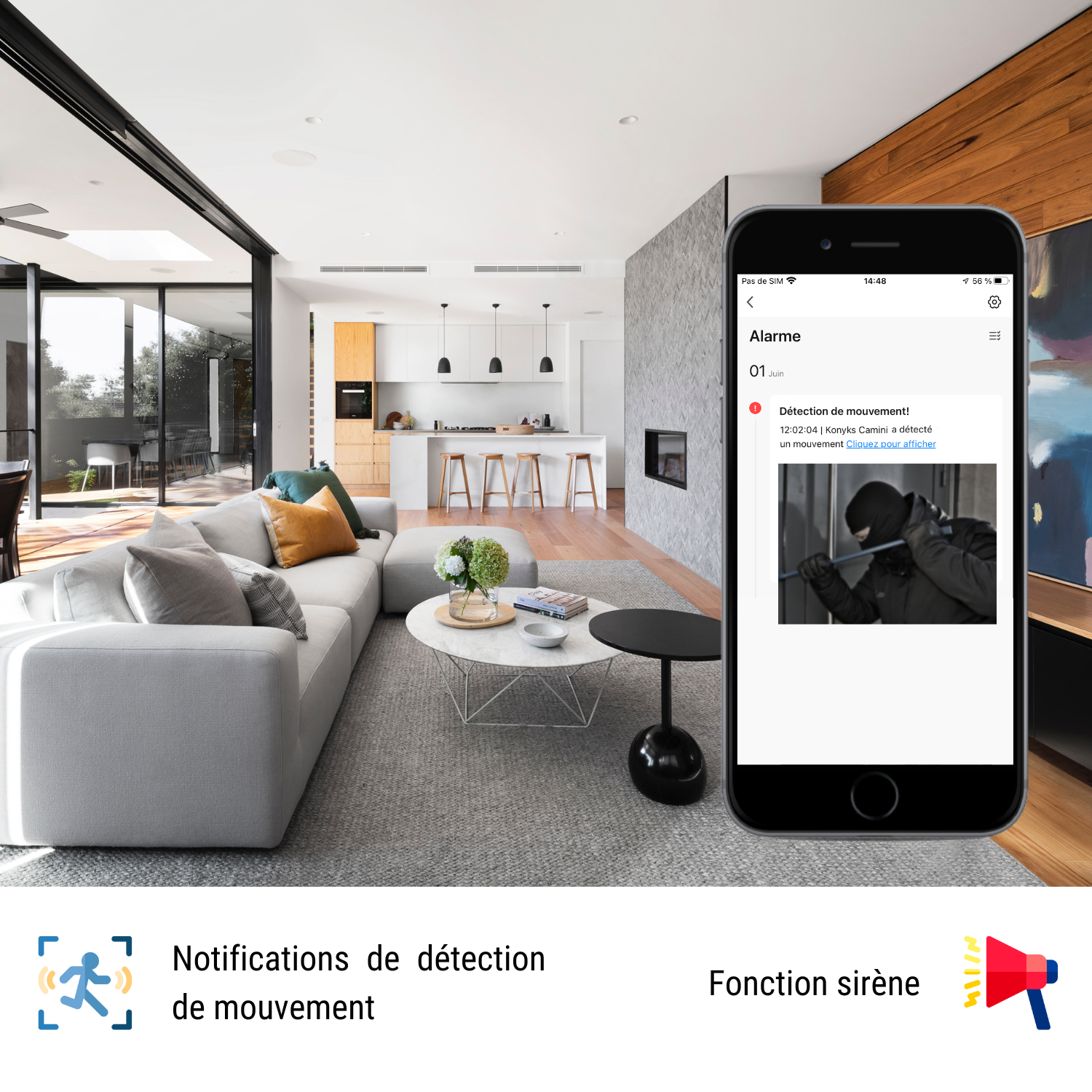 Konyks Camini 2, caméra Wi-Fi avec détection de mouvement